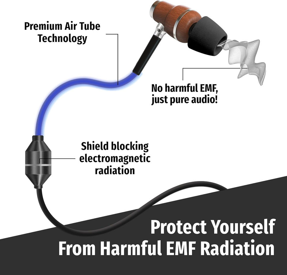 Symphonized Premium Wooden Airtube Headphones EMF Earbuds, 3D Sound, M