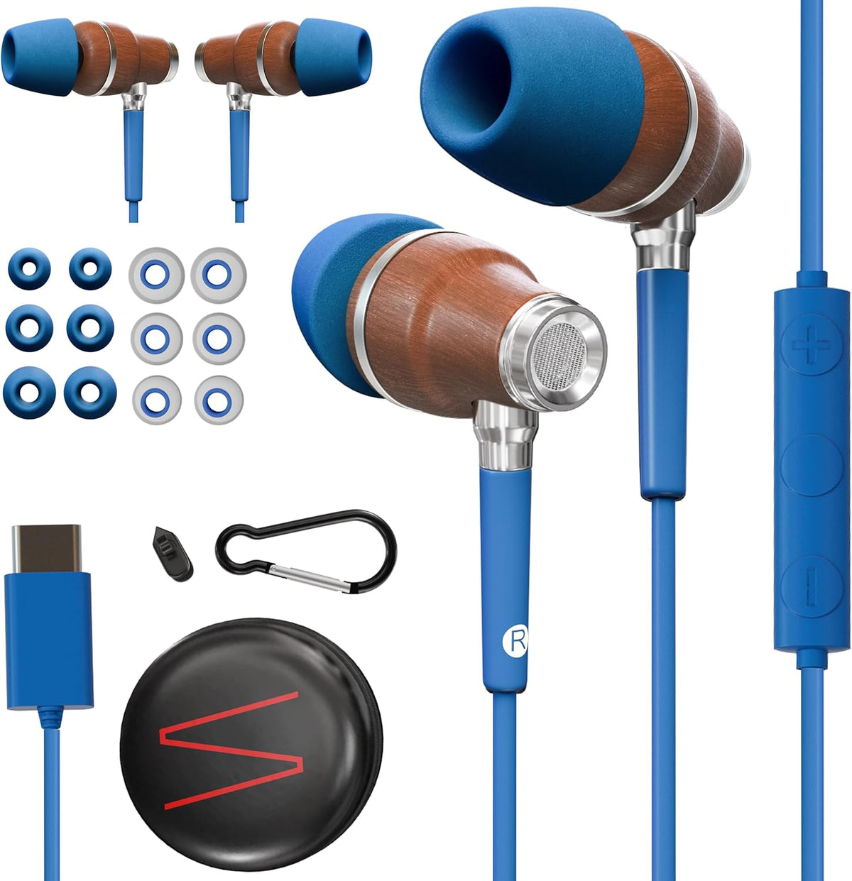 Symphonized USB C Headphones with Microphone - USB C Earbuds Wired, Ea