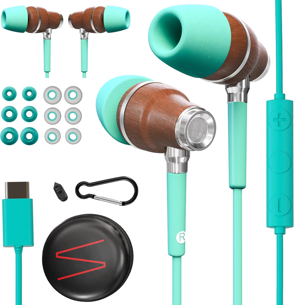 Symphonized USB C Headphones with Microphone - USB C Earbuds Wired, Ea