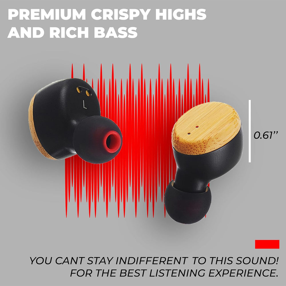 Symphonized SNRGY - True Wireless Wood Earbuds Headphones with Chargin